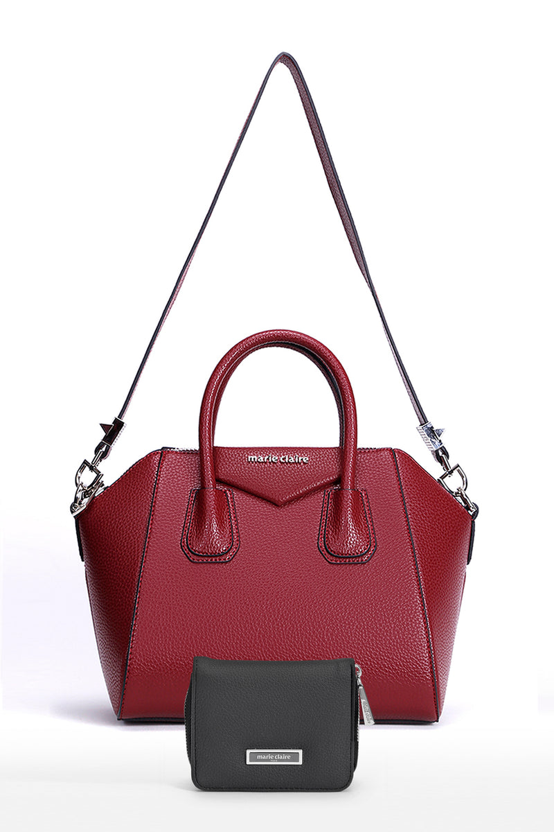Marie Claire Claret Red Women's Shoulder Bag and Wallet Combination Ab ...